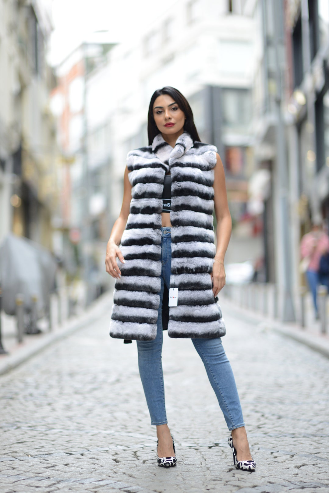 Chinchilla Rex Fur Vest Women's Vest Long Real Fur Vest - Etsy
