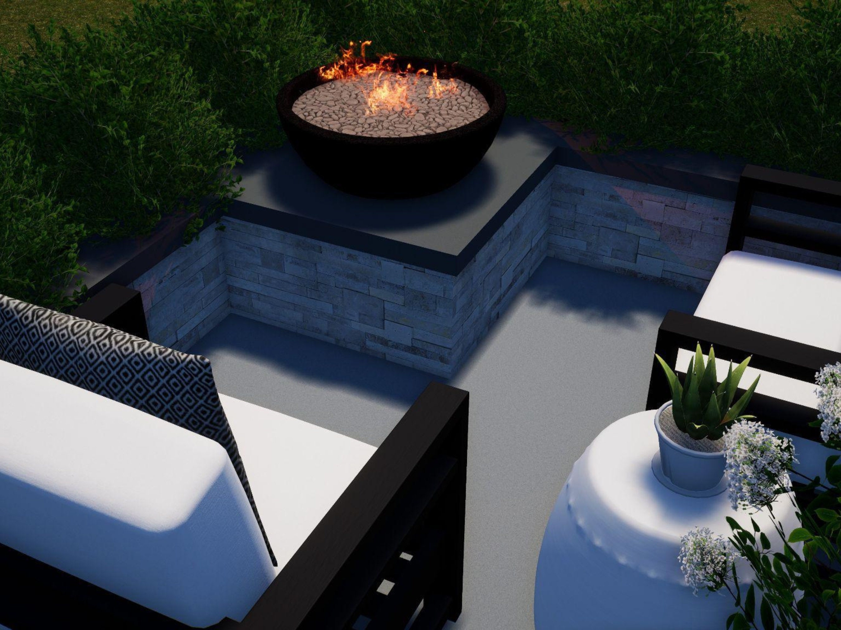 Forsyth Fire Patio DIY Backyard Design 3D Renderings Modern Backyard ...