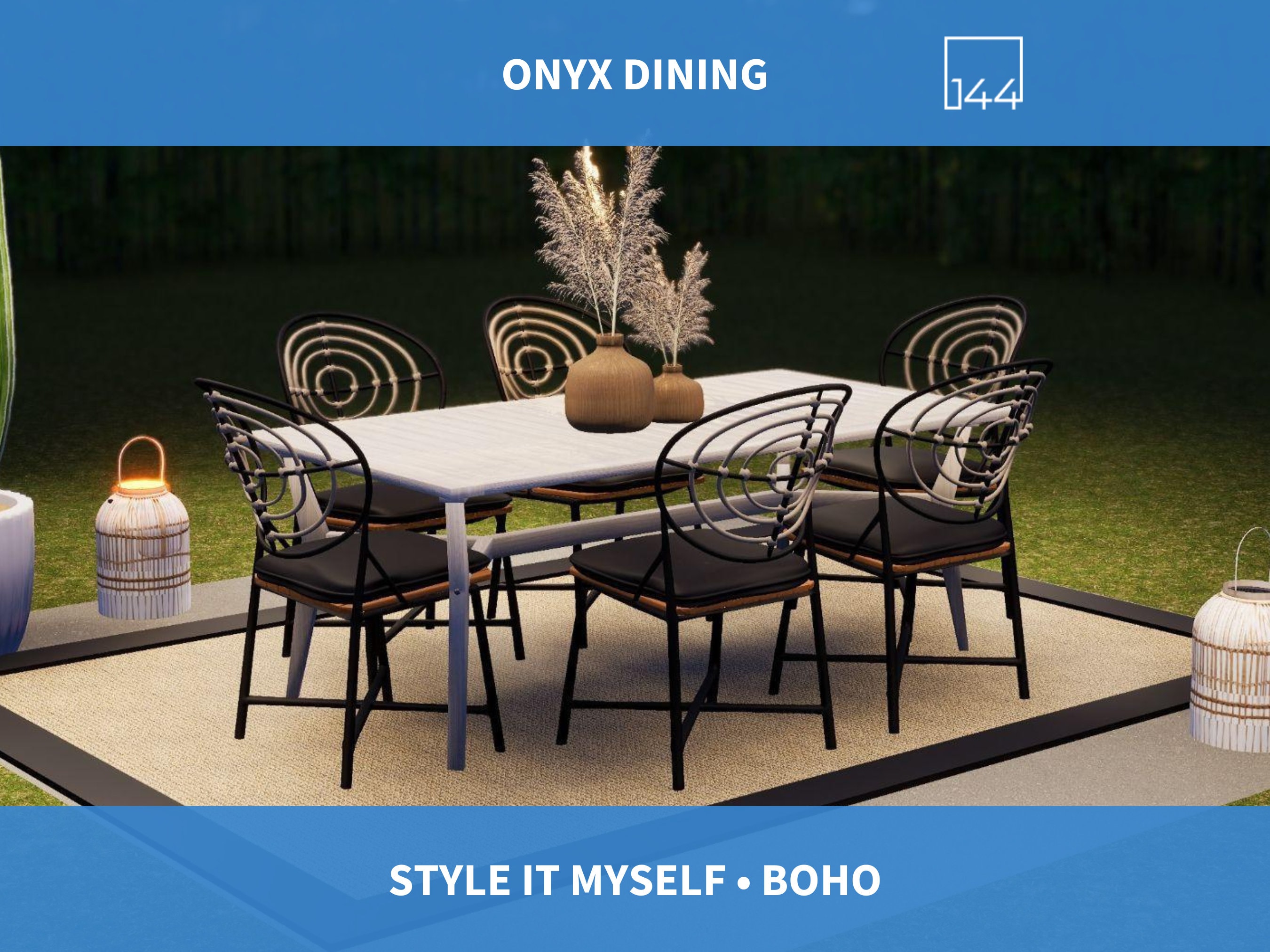 Onyx Dining DIY Backyard Design 3D Renderings Boho Backyard Decor ...