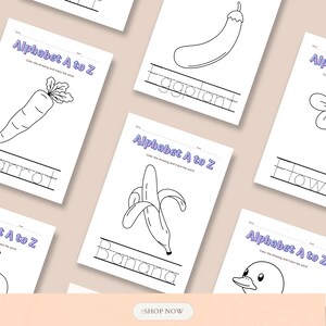 Alphabet A Z Coloring Book Alphabet Printable Coloring Books Digital ...