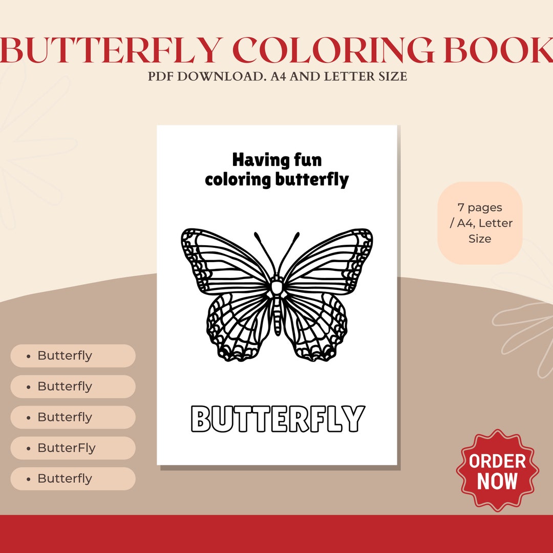 Butterfly Coloring Book Butterfly Printable Coloring Book Digital ...