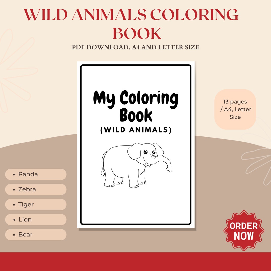 Wild Animals Coloring Book Wild Animal Alphabet Printable Coloring Book ...