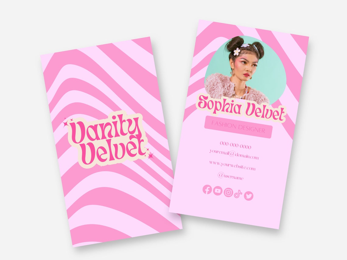 Retro Wave Business Card Digital Calling Card Business Card Template - Etsy