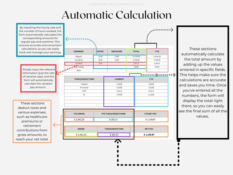 Professional Earnings Statement | Small Business Payroll Cheque ...