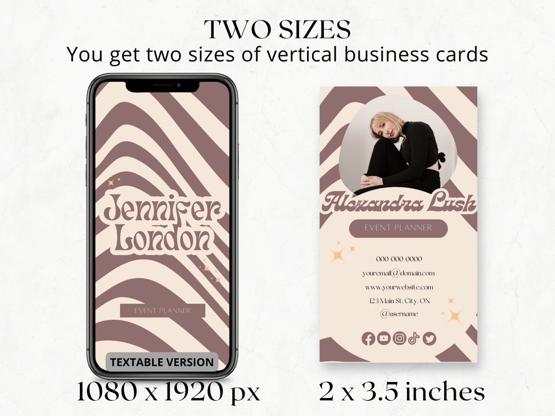 Retro Wave Business Card Digital Calling Card Business Card Template - Etsy