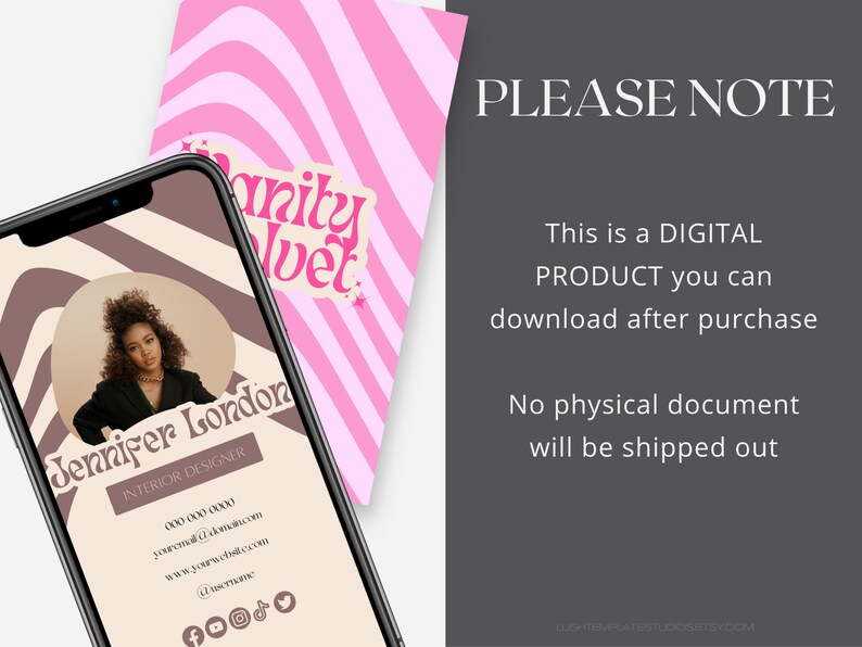 Retro Wave Business Card Digital Calling Card Business Card Template - Etsy