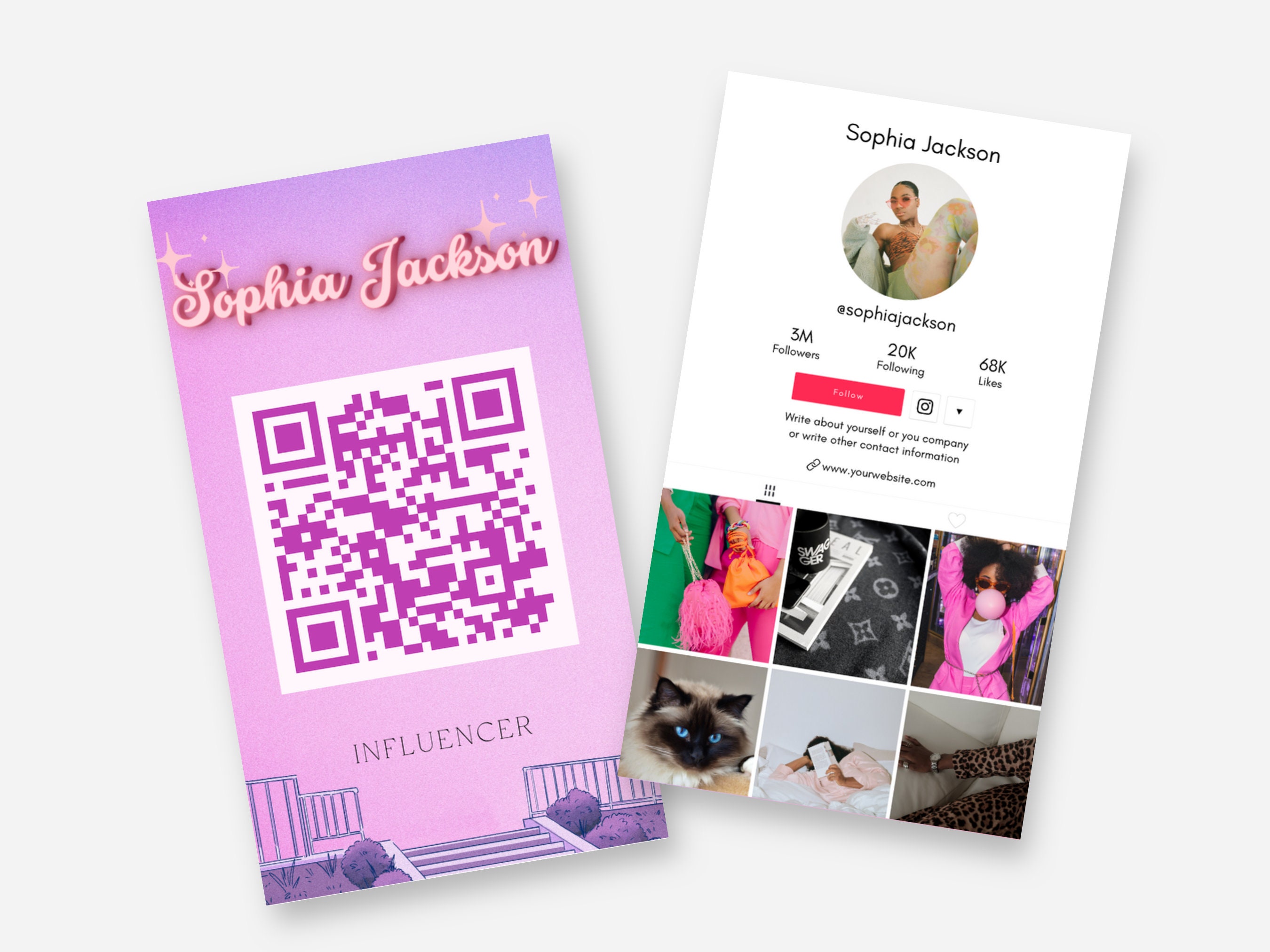 Editable Tiktok Business Card | QR Code Business Card | DIY Canva ...