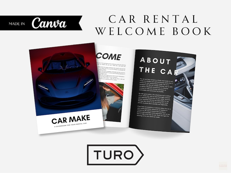 Turo Car Rental Welcome Guidebook | Canva Template (digital) - Etsy