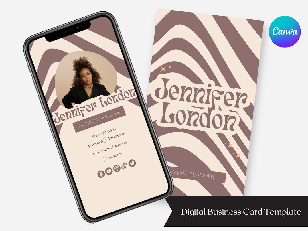 Retro Wave Business Card Digital Calling Card Business Card Template - Etsy