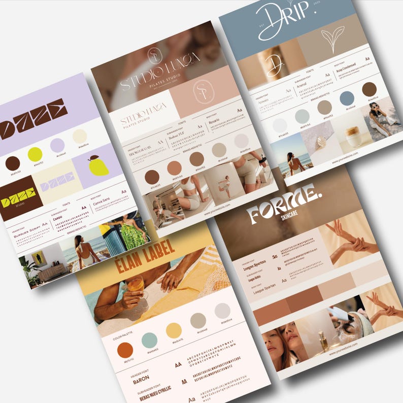 Modern Professional Brand Board Template Bundle | 5 Editable Canva ...