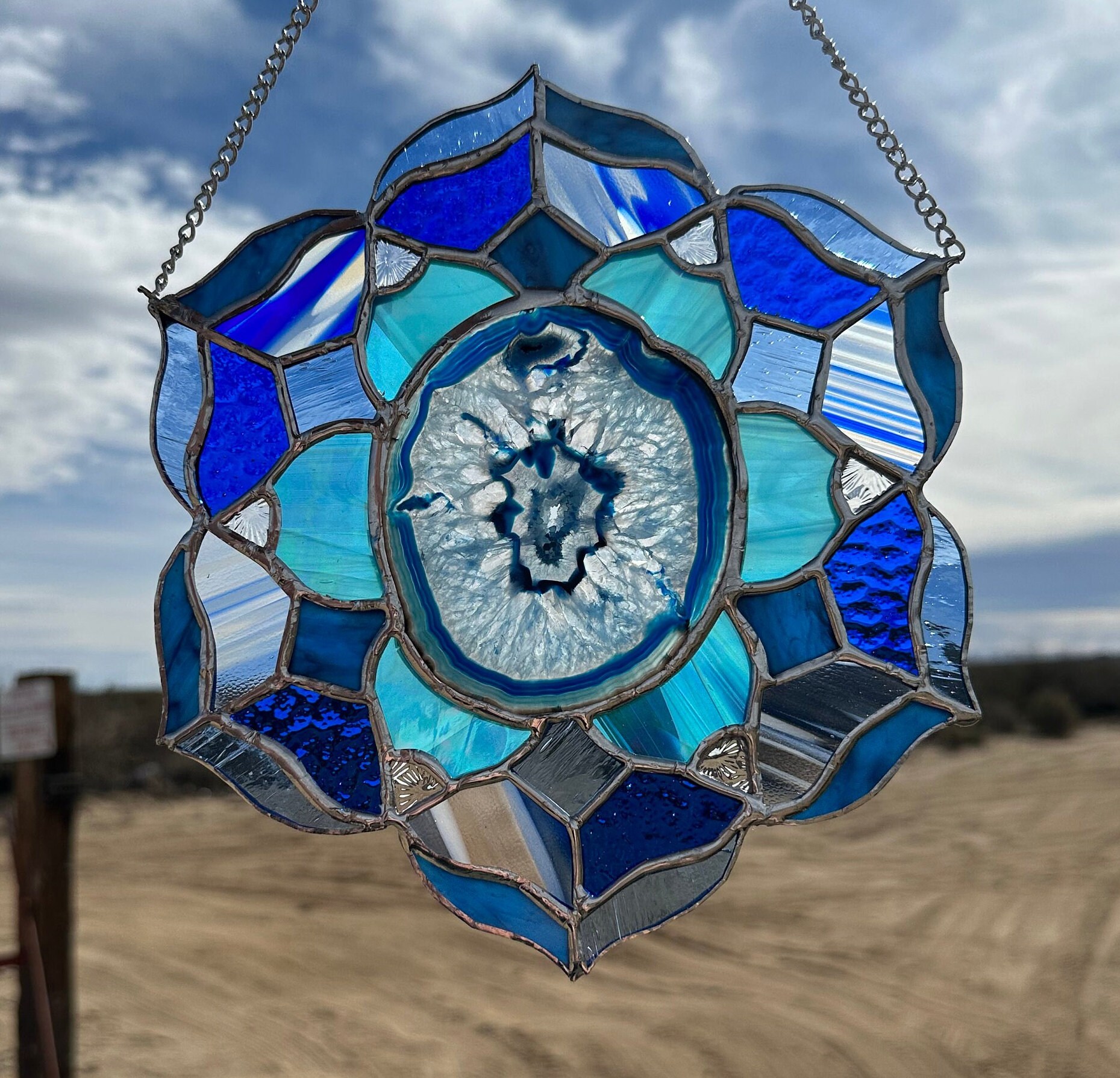 Handmade Stained Glass Agate Suncatcher - Etsy