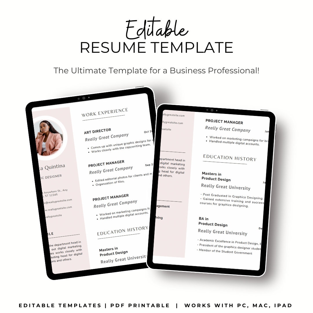 Resume Editable Template | Resume Builder | Resume Template | Resume ...
