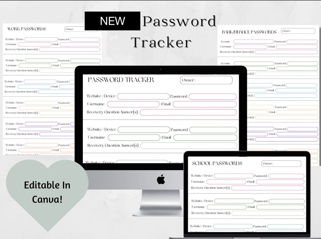 Password Tracker | Password Manager | Password Template | Digital ...