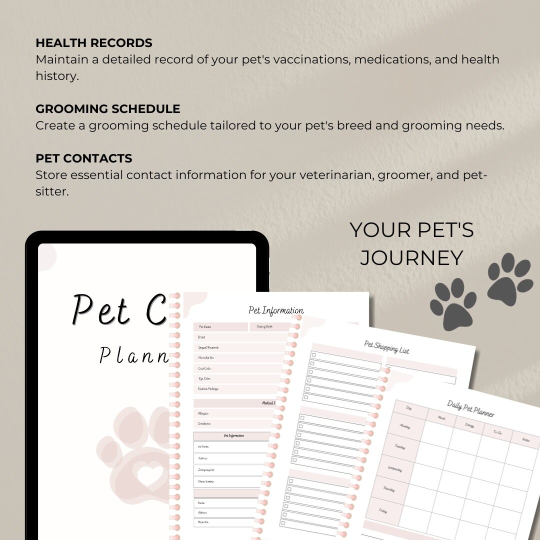 Editable Printable Pet Care Planner | Printable Care Checklist | Pet ...