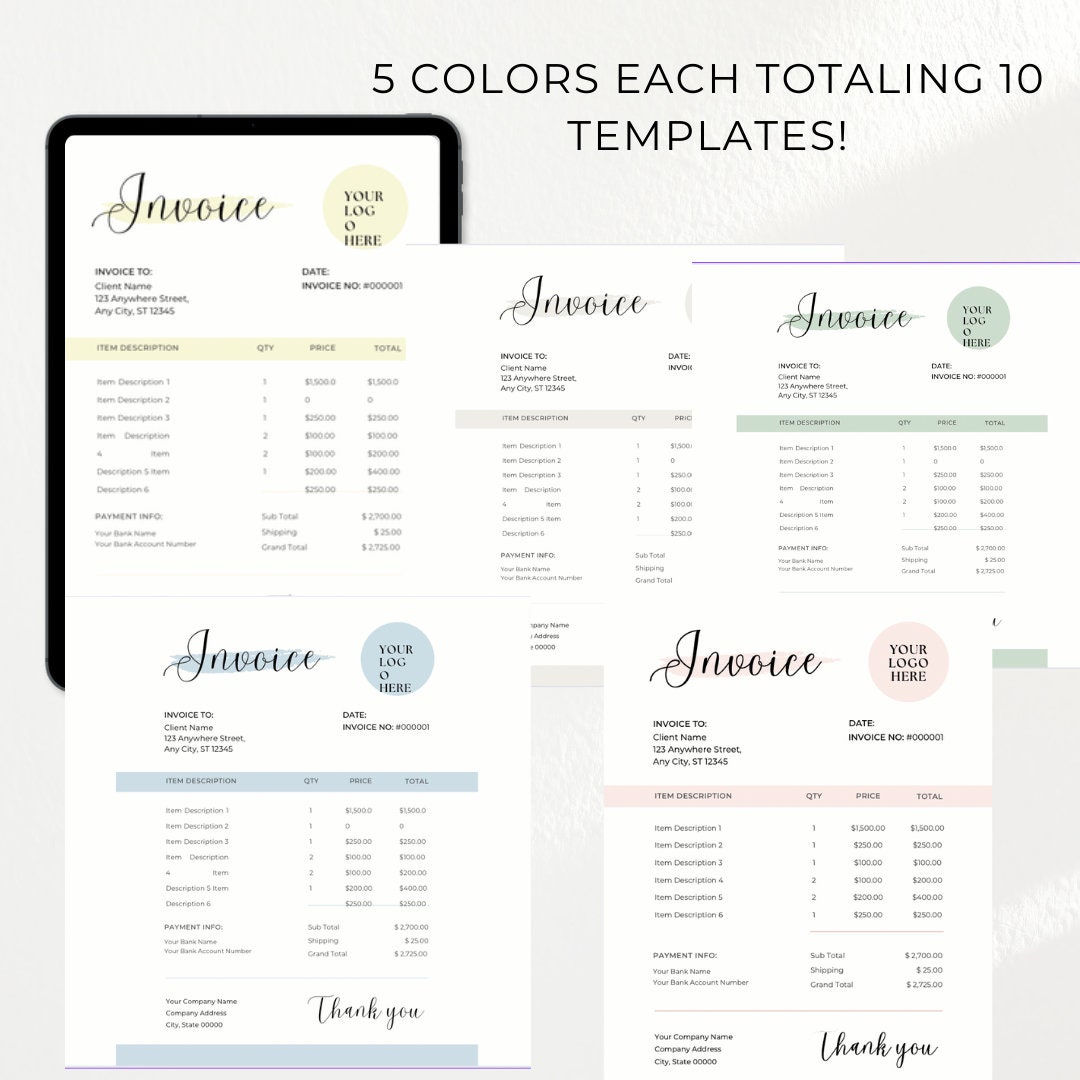 Editable Invoice & Receipt Canva Template Bundle | Invoice Template ...
