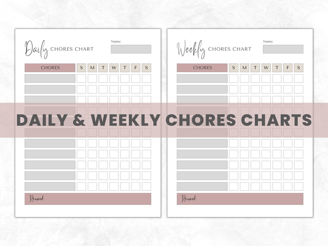 Daily and Weekly Chores Chart for Kids or Adults, Printable or Digital ...