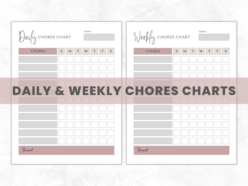 Daily and Weekly Chores Chart for Kids or Adults, Printable or Digital ...