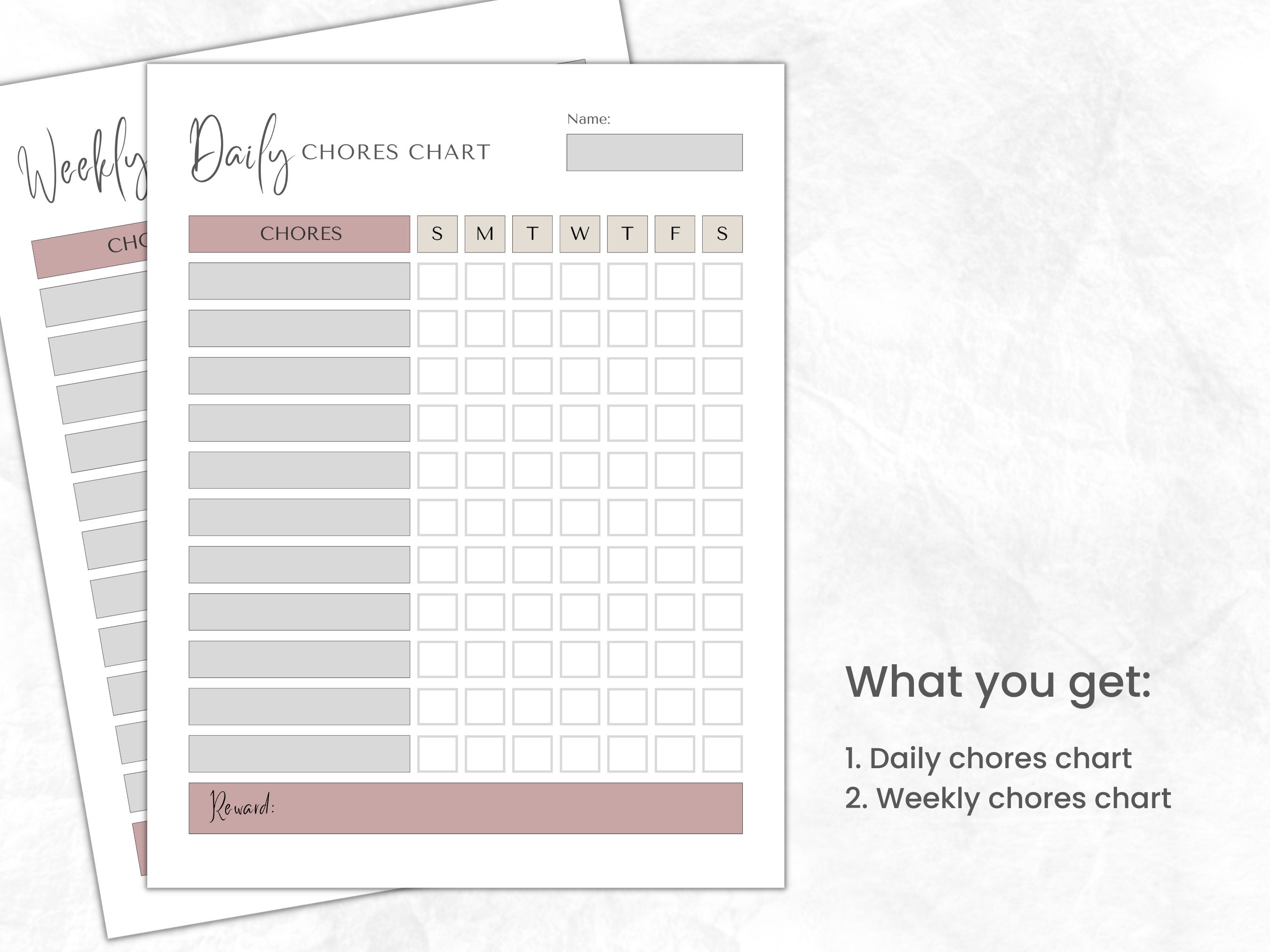 Daily and Weekly Chores Chart for Kids or Adults, Printable or Digital ...