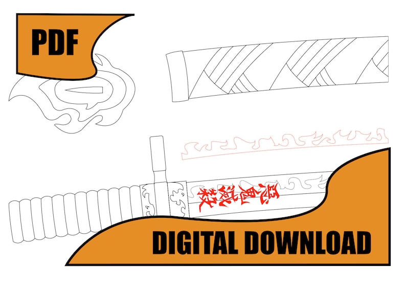 Demon Anime - Flame Hashira Sword - DIGITAL DOWNLOAD - Etsy