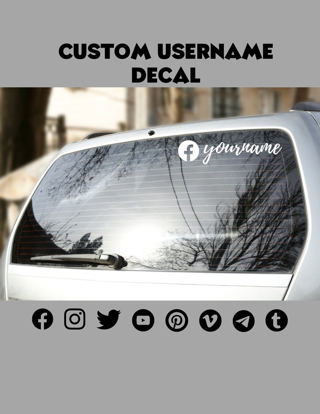 Custom Social Media Username Car Decal: Weather-resistant Vinyl Sticker ...