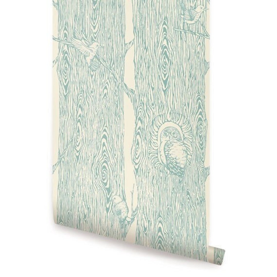 Mint Forest Wallpaper - Peel and Stick or Traditional Unpasted - Etsy