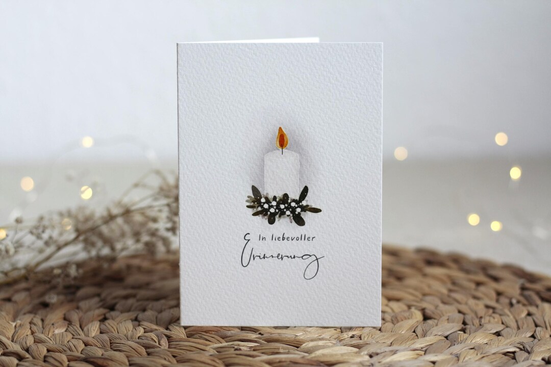 Mourning Card A6 folded mourning Candle Card With Envelope, Handmade ...