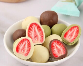 Real Strawberry Dragee, Freeze Dried Strawberries White Chocolate ...