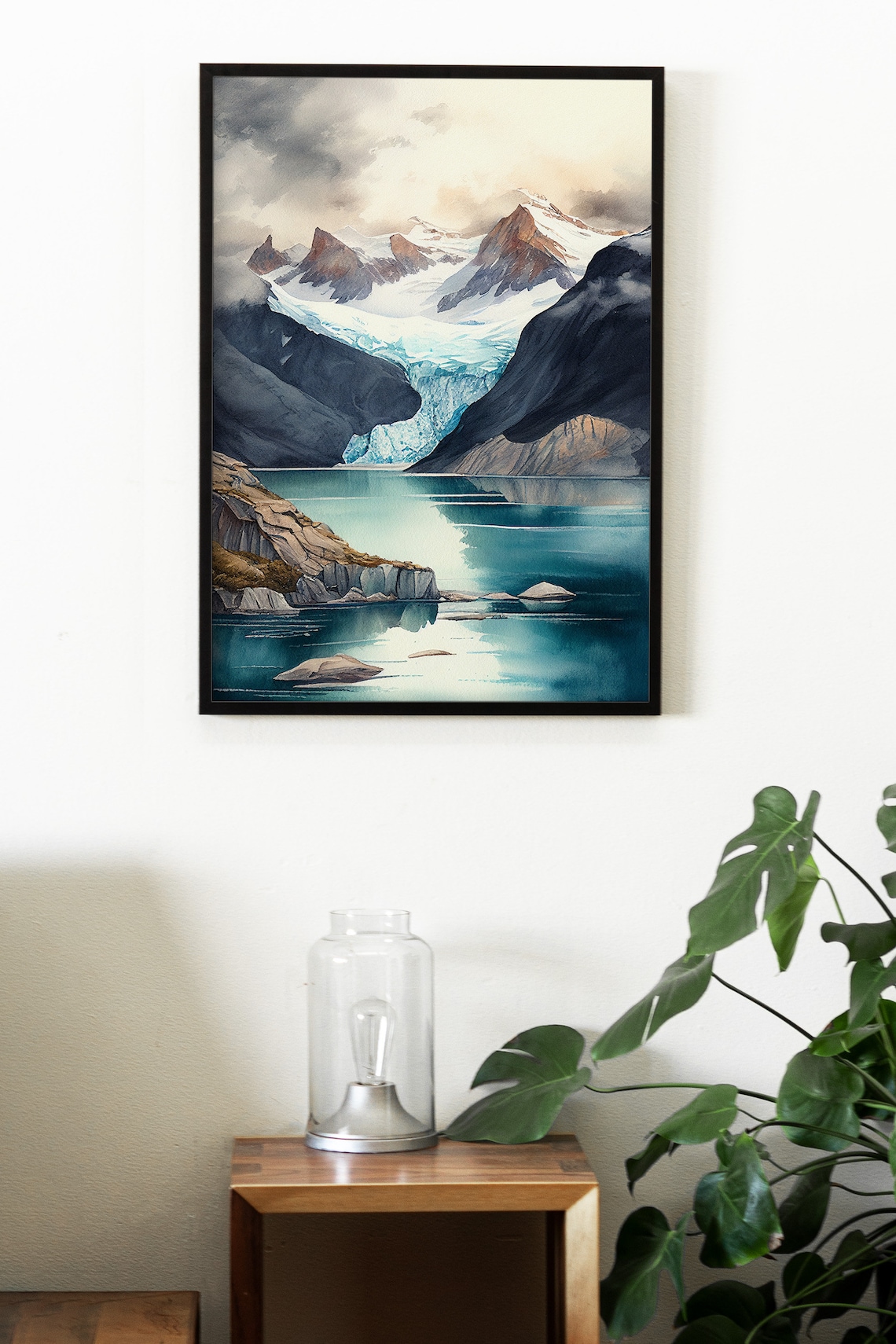 PRINTABLE Patagonia Glacier and Fjord Watercolor Painting Picturesque ...