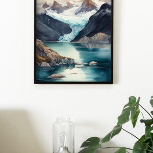 PRINTABLE Patagonia Glacier and Fjord Watercolor Painting Picturesque ...
