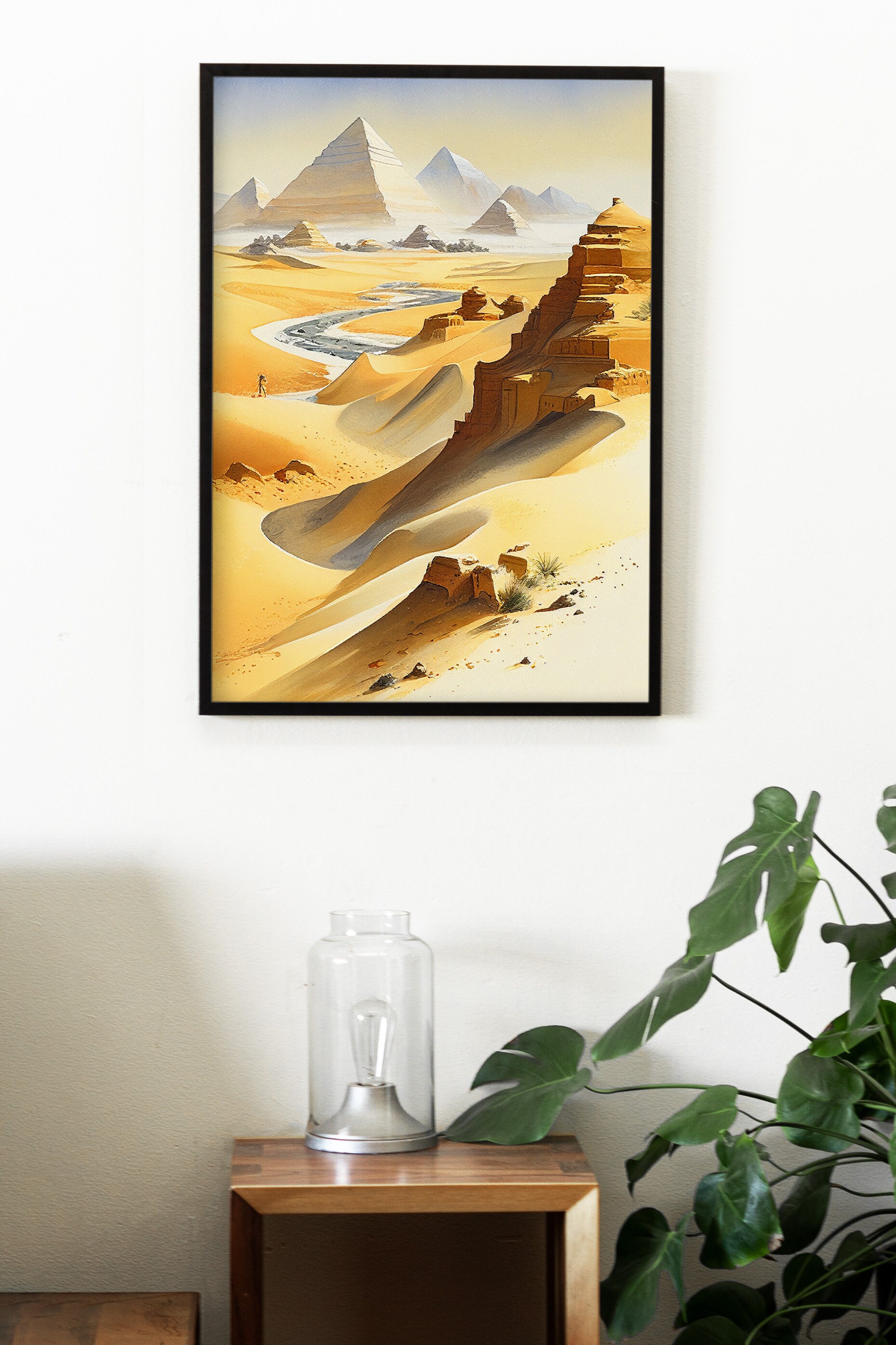 PRINTABLE Giza Pyramids Egypt Watercolor Landscape Painting Picturesque ...