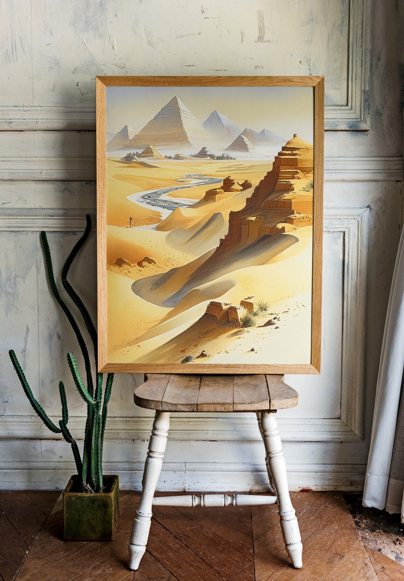 PRINTABLE Giza Pyramids Egypt Watercolor Landscape Painting - Etsy