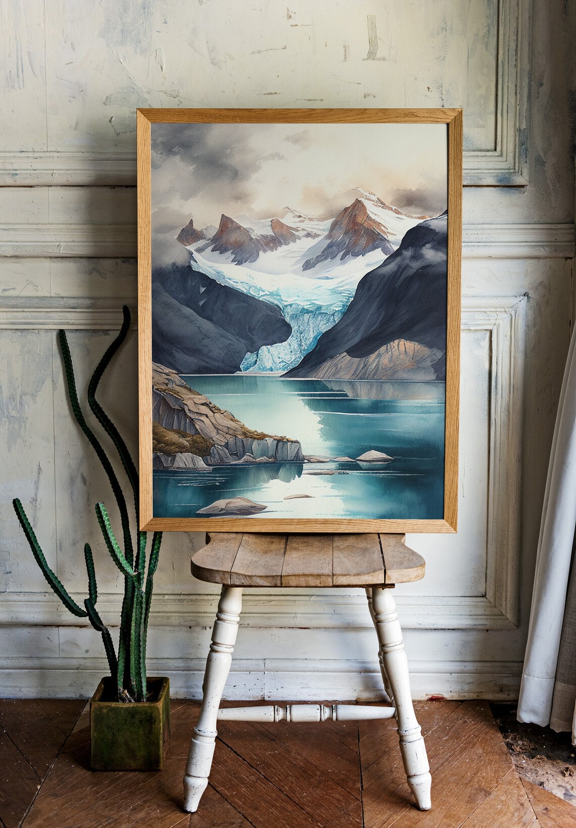 PRINTABLE Patagonia Glacier and Fjord Watercolor Painting Picturesque ...