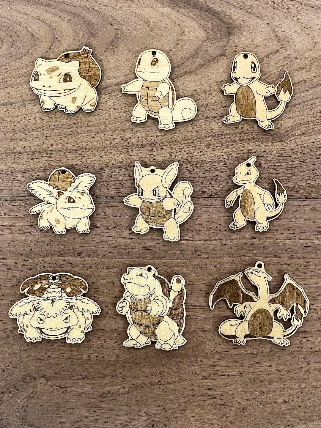 Pokemon Gen 1 Starters Wood Keychain Accessory - Etsy