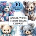 Angel Wing Teddy Bear Clipart Bundle, Printable Teddy Bear Clipart ...