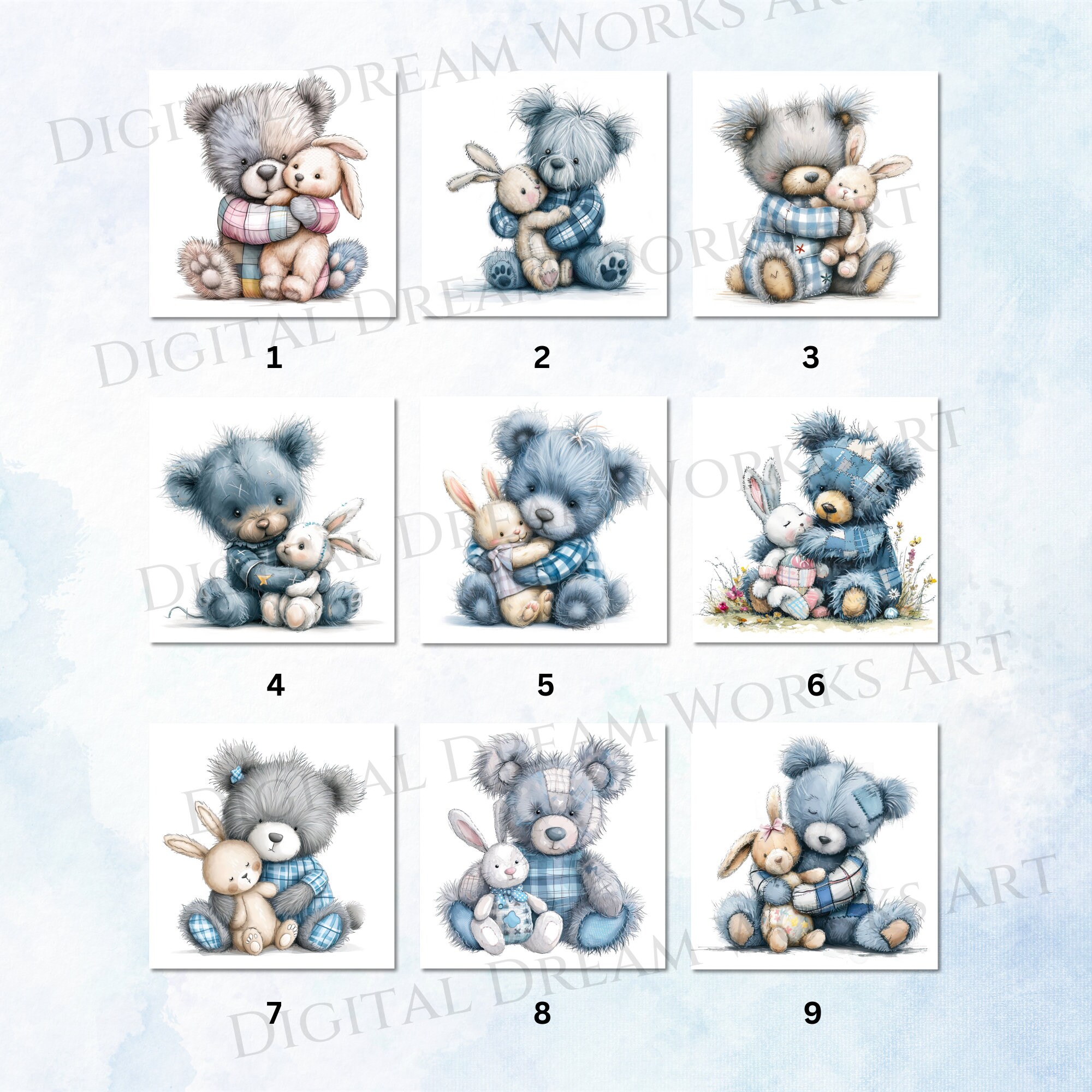 Patchwork Teddy Bear Clipart Bundle, Printable Teddy Bear Clipart ...