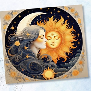 Celestial Sun and Moon Boho 20oz Skinny Tumbler Sublimation Design, Sun ...