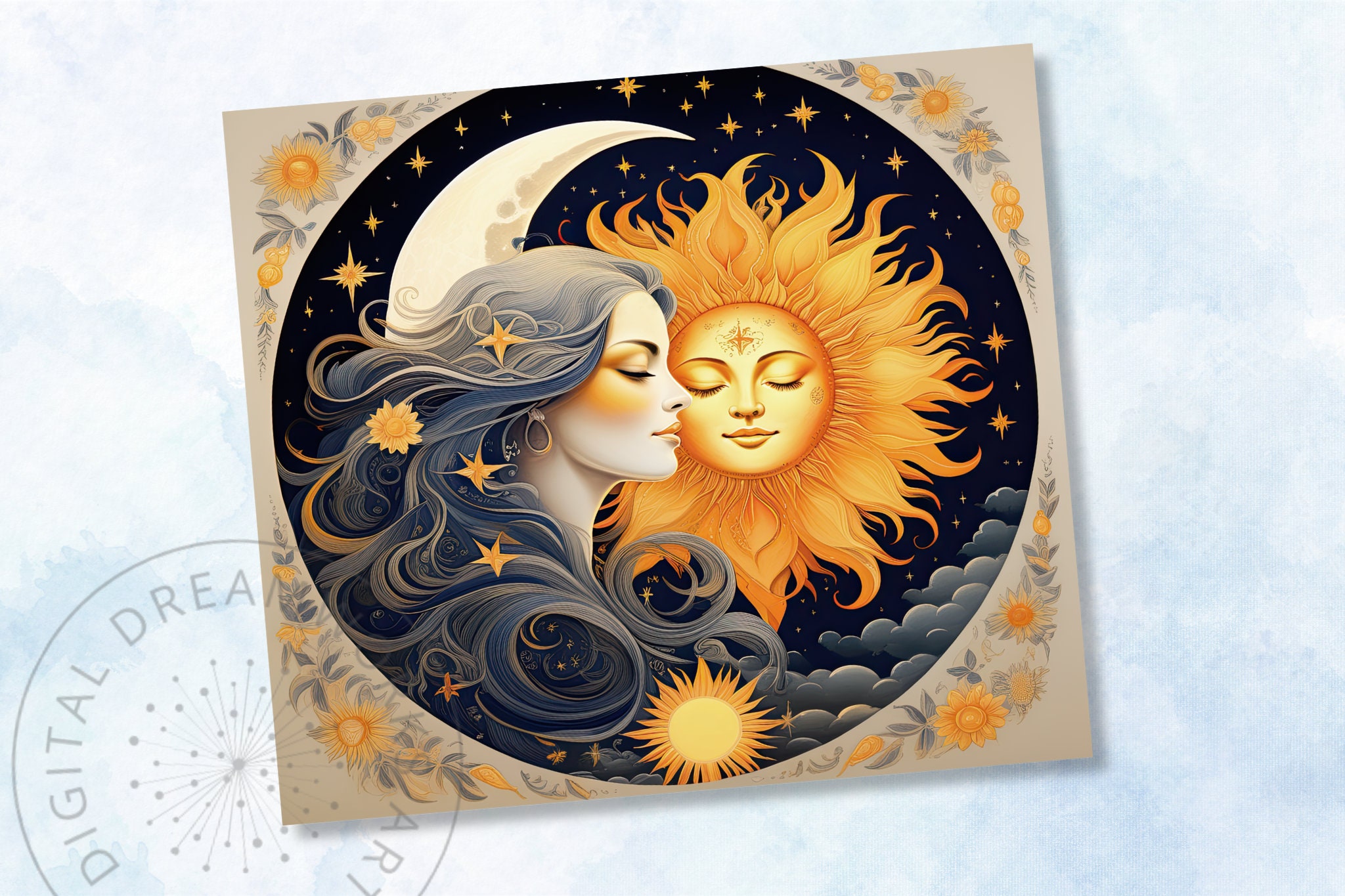 Celestial Sun and Moon Boho 20oz Skinny Tumbler Sublimation Design, Sun ...