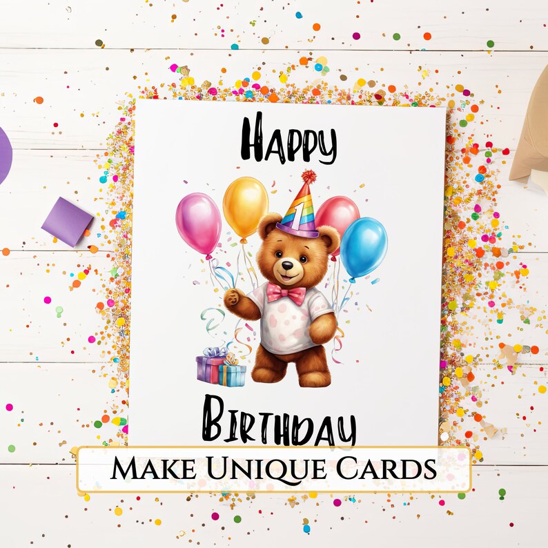 1st Birthday Teddy Bear Clipart, Sublimation First Birthday Watercolor ...