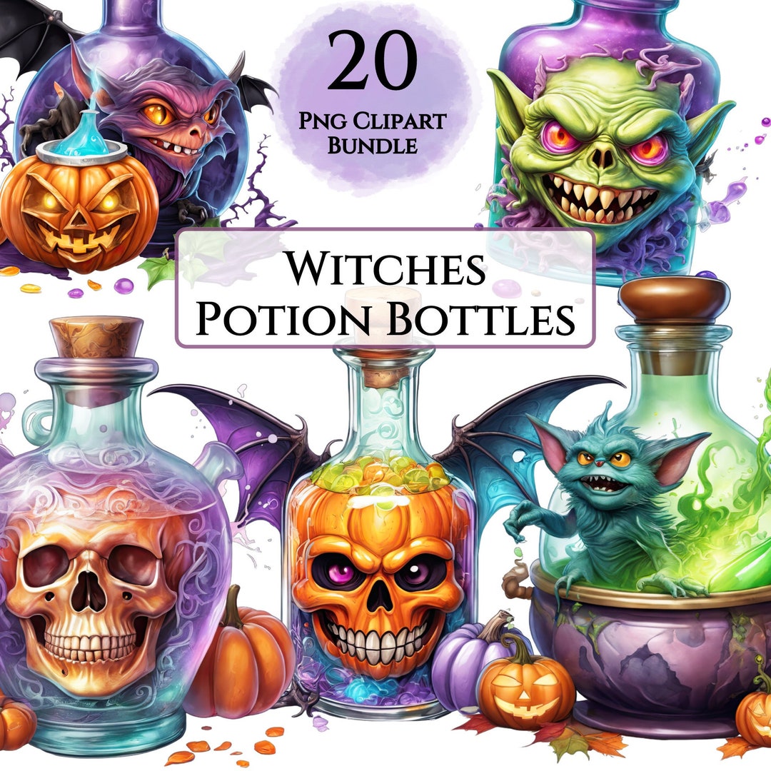 Halloween Witches Potion Bottles Clipart Sublimation - Etsy