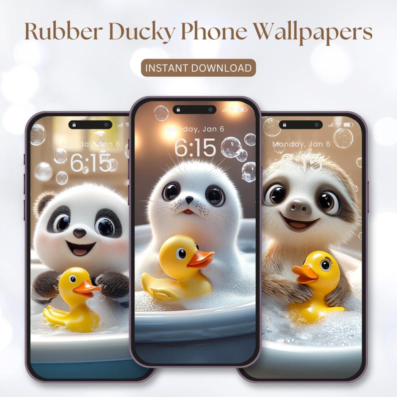 Whimsical Rubber Ducky Love Wallpaper, Cute Animal-themed Phone ...