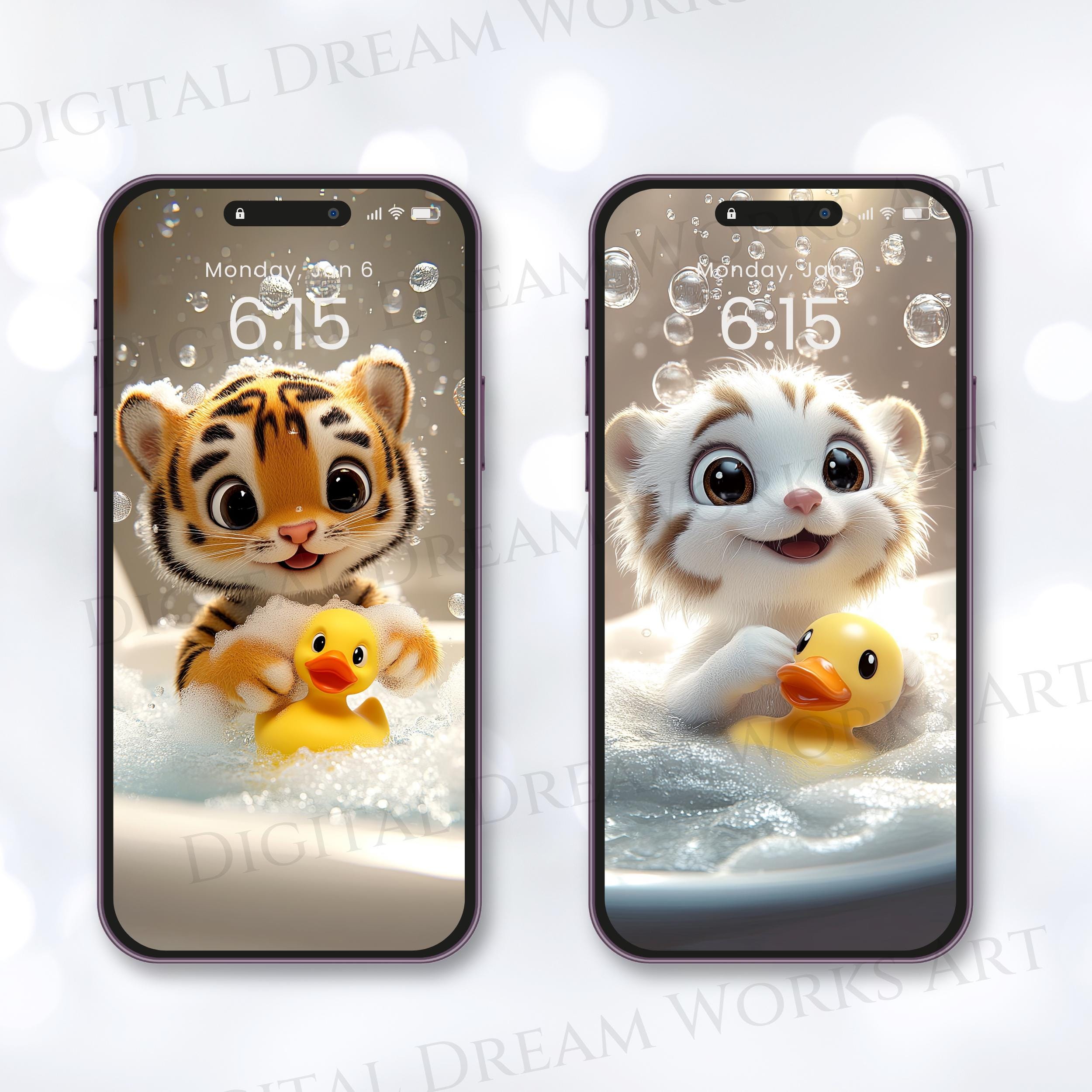 Whimsical Rubber Ducky Love Wallpaper, Cute Animal-themed Phone ...