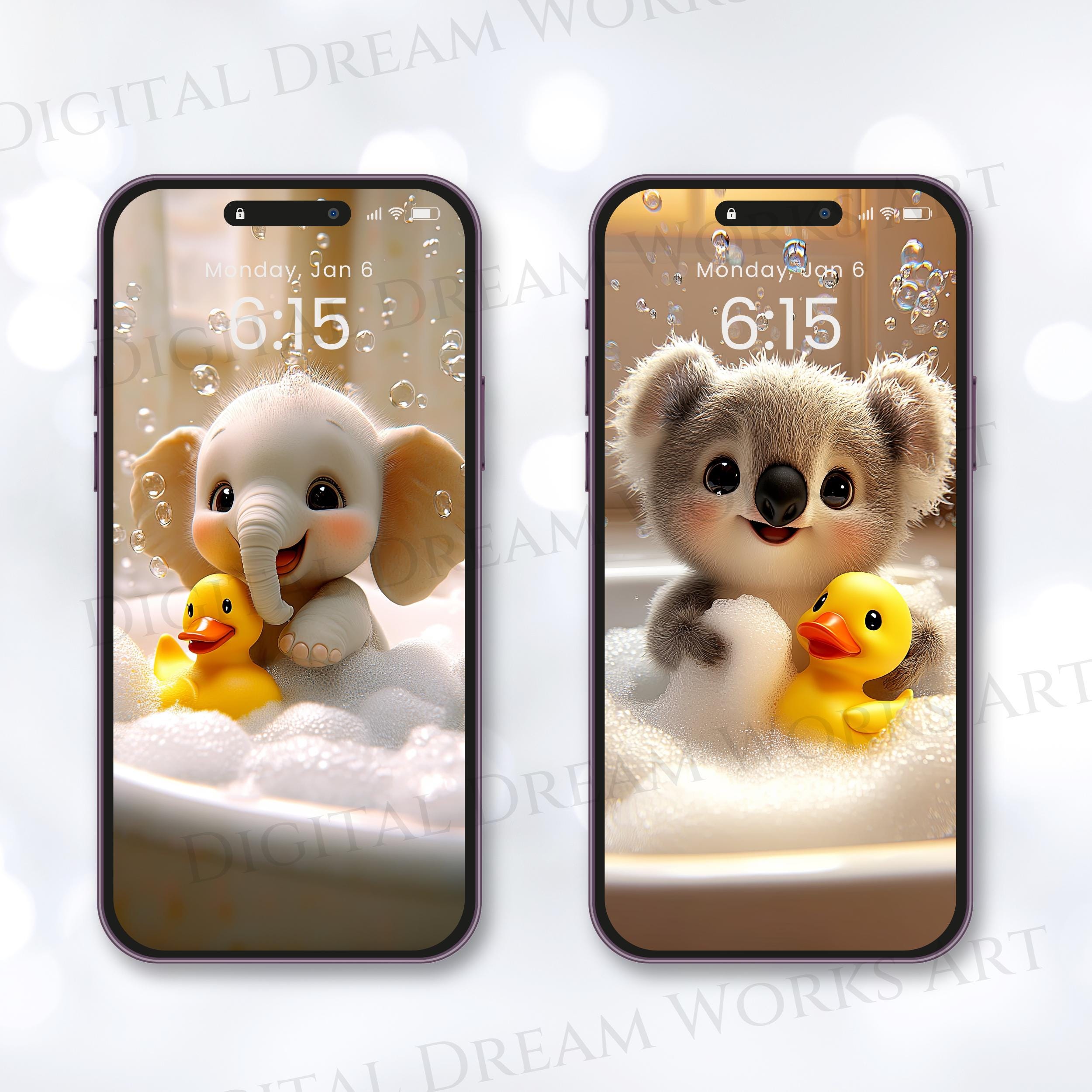 Whimsical Rubber Ducky Love Wallpaper, Cute Animal-themed Phone ...