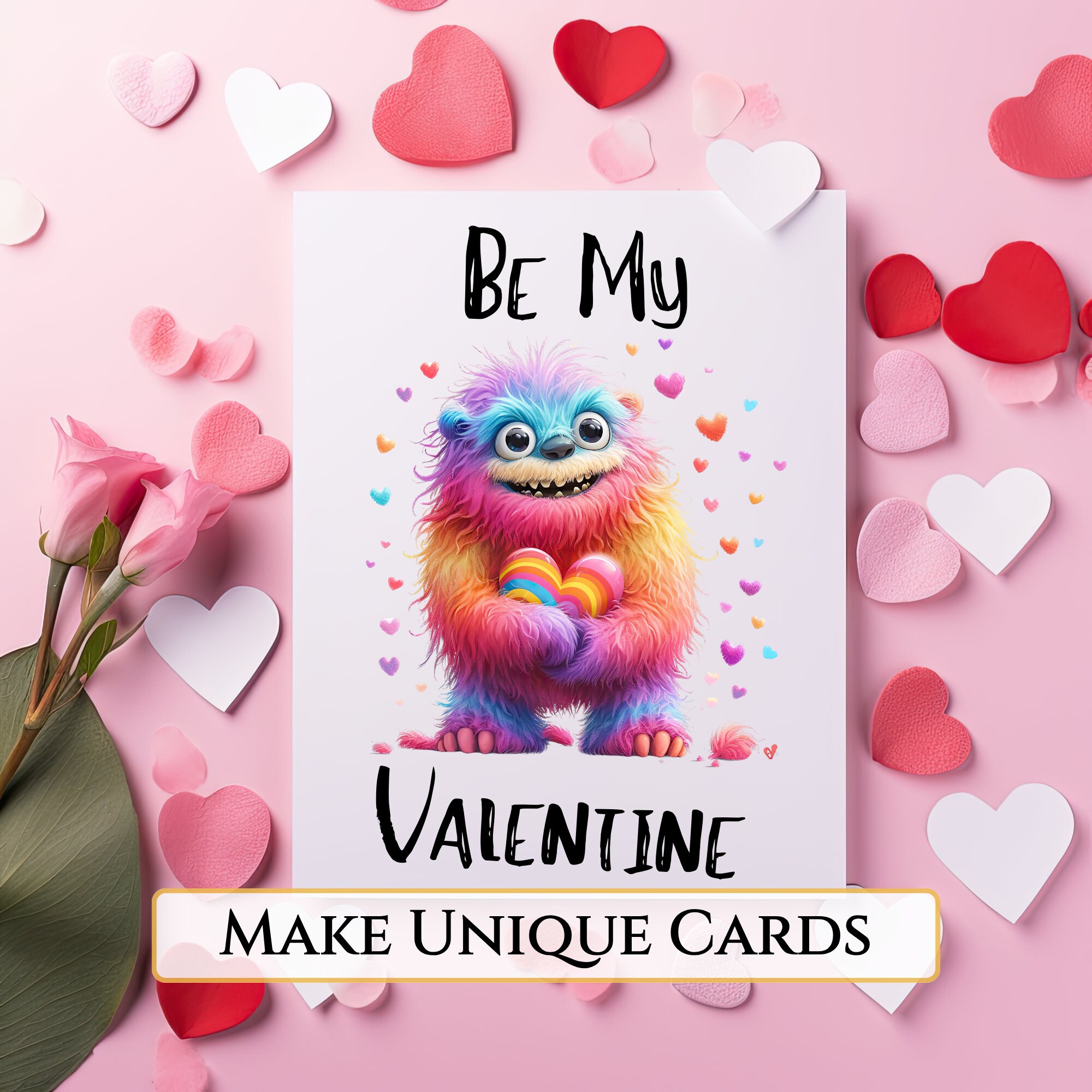 Valentine Monsters Clipart Bundle, Printable Valentines Day Kawaii ...