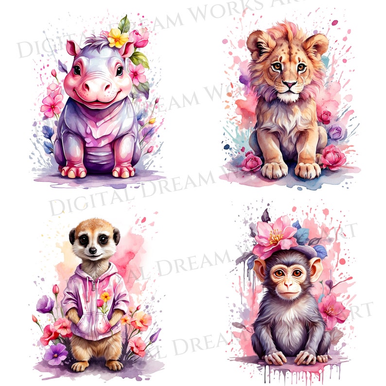 African Animals Clipart Bundle, Printable Safari Clipart, Watercolor ...