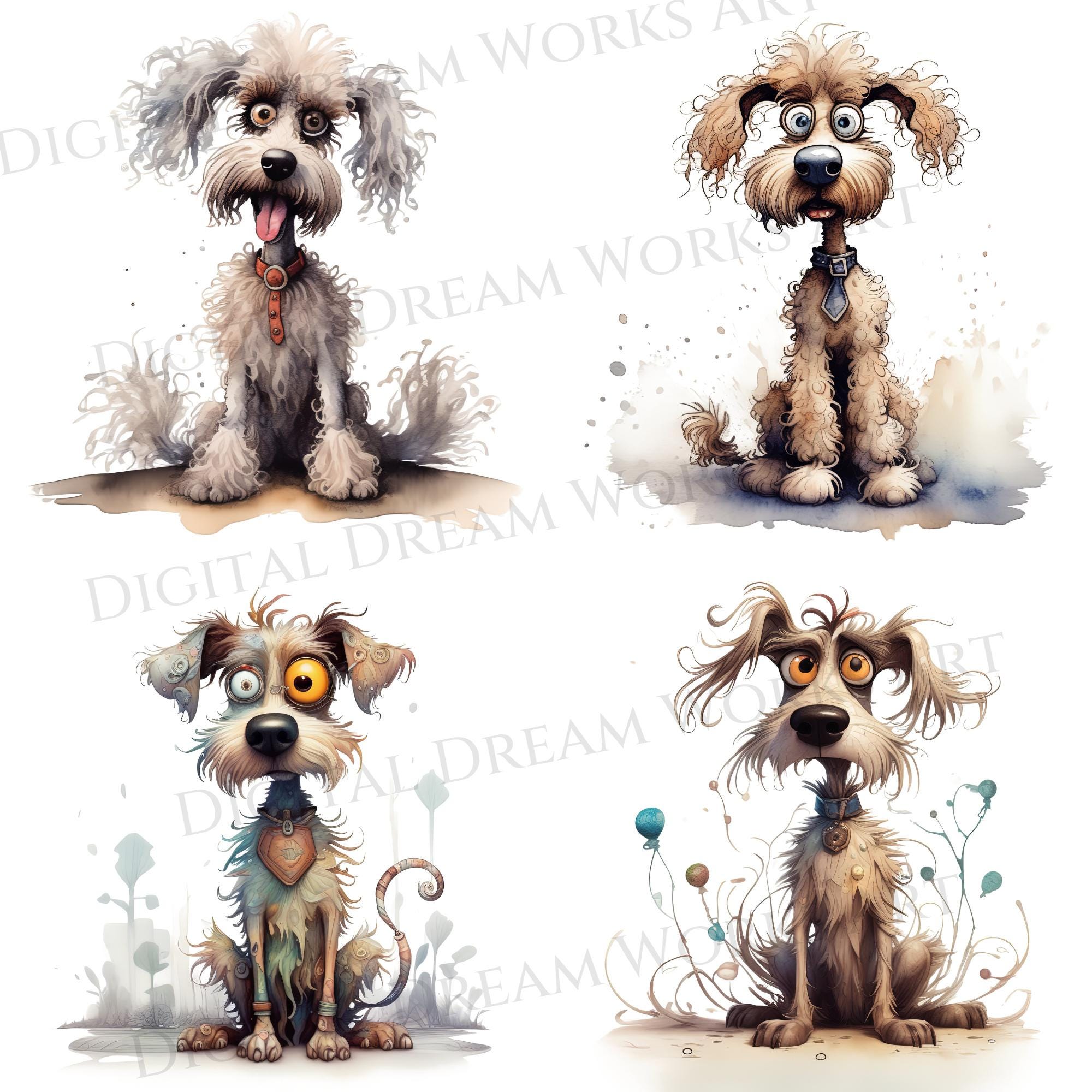 Crazy Cute Funny Dogs Clipart Bundle, Watercolor Puppy Dog Clipart ...