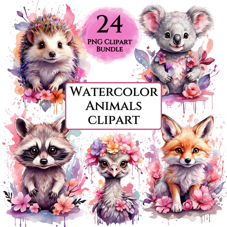 Watercolor Animals Clipart Bundle, Watercolor Woodland Forest Animals ...