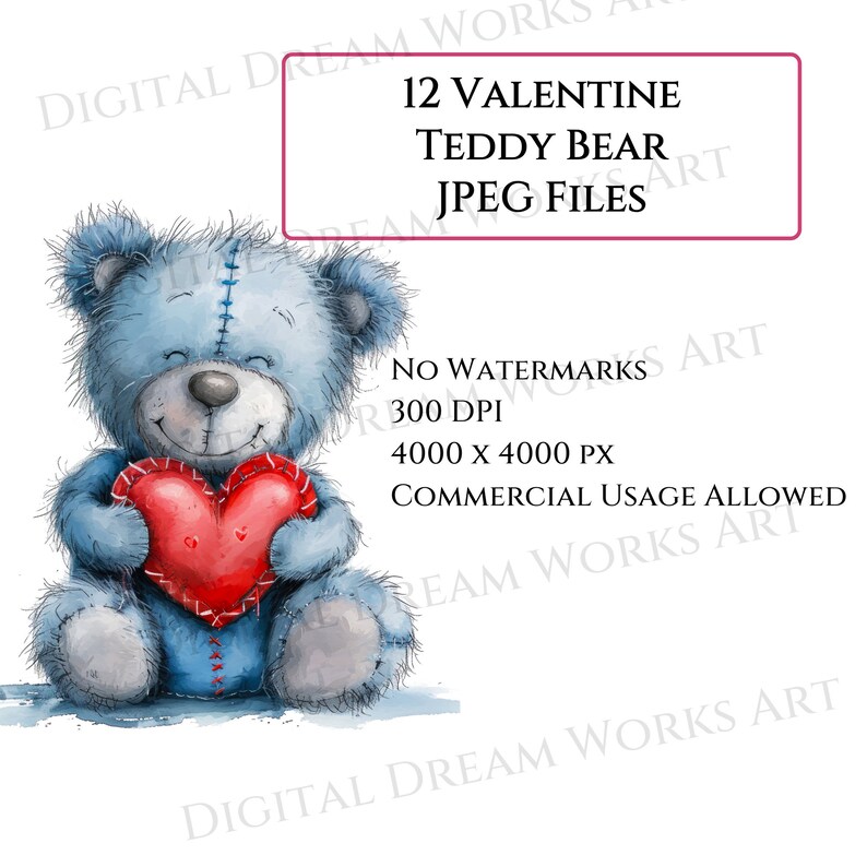 Valentine Teddy Bear Clipart Bundle, Printable Valentines Day Teddy ...