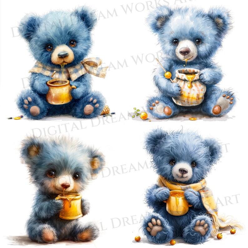 Teddy Bear Clipart Bundle, Printable Honey Pot Teddy Bear Clipart ...