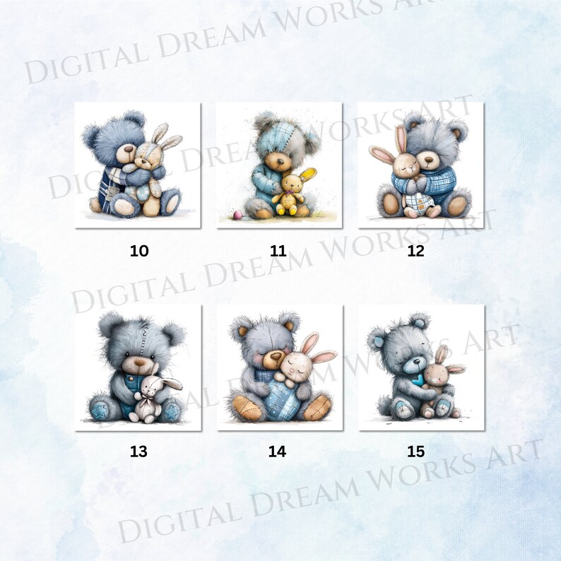 Patchwork Teddy Bear Clipart Bundle, Printable Teddy Bear Clipart ...
