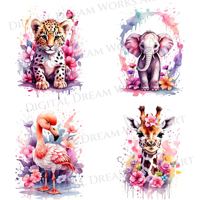 African Animals Clipart Bundle, Printable Safari Clipart, Watercolor ...